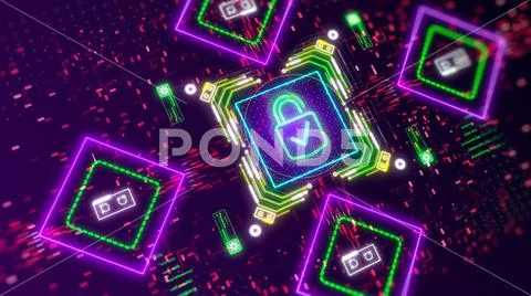 Cyber security and internet safety symbol on digital background with ...