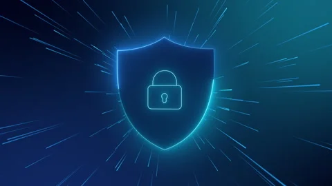 Cyber security animation. a shield with ... | Stock Video | Pond5