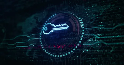 Cyber security with Key symbol loop digi... | Stock Video | Pond5