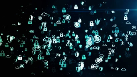 Cyber security symbols vortex loop and s... | Stock Video | Pond5