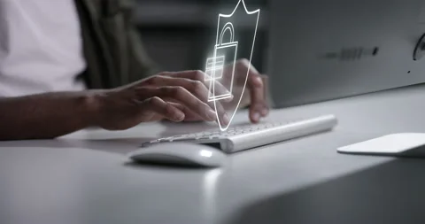 Cyber security, typing coding data and h... | Stock Video | Pond5