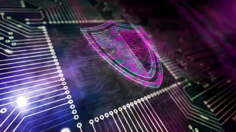 Cyber shield symbols loopable 3d animati... | Stock Video | Pond5