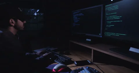 Cyber terror - anonymous hacker in a dar... | Stock Video | Pond5