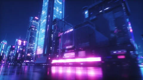 CyberPunk City Futuristic Background | Stock Video | Pond5