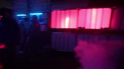 Cyberpunk future concept. Fence with sig... | Stock Video | Pond5