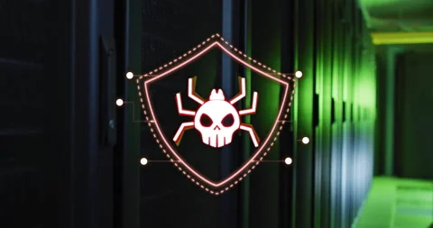 Cybersecurity threat animation with skul... | Stock Video | Pond5