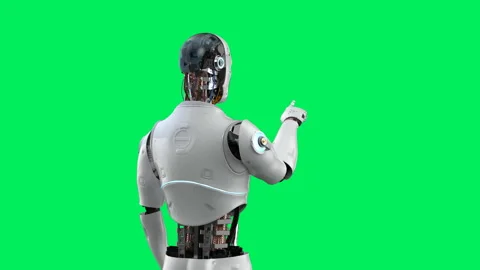 cyborg hand pointing on green screen | Stock Video | Pond5