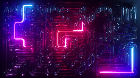 cycled 3D animation of bright neon light... | Stock Video | Pond5