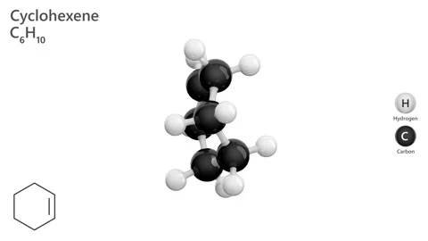 Cyclohexene. Cyclic alkene. 3D model. C6... | Stock Video | Pond5