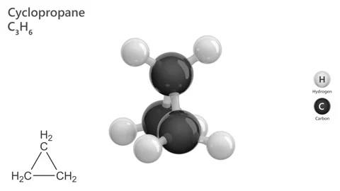 Cyclopropane. Anesthetic gas. 3D model. ... | Stock Video | Pond5