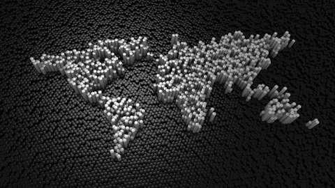 Cylinders Formed A World Map | Stock Video | Pond5