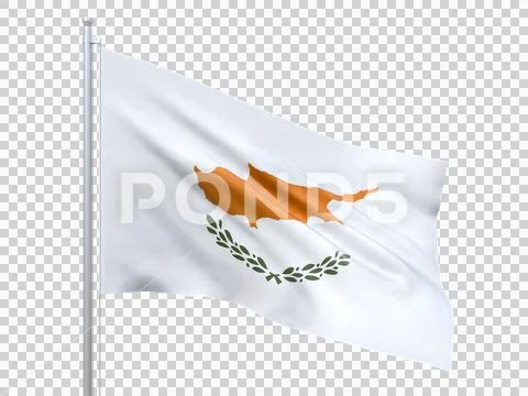 Cyprus flag waving on transparent background, close up, isolated. 3D ...