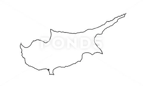 Cyprus map vector line contour silhouette isolated on white ...
