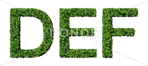 D E F alphabet letters made from green leaves isolated on white ...