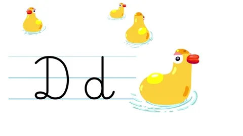 D letter writing like duck cartoon anima... | Stock Video | Pond5