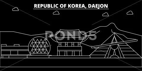 Daejon silhouette skyline. South Korea - Daejon vector city, korean ...
