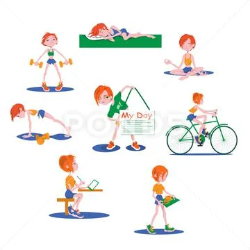 The daily routine and a list of useful habits of a young girl leading ...