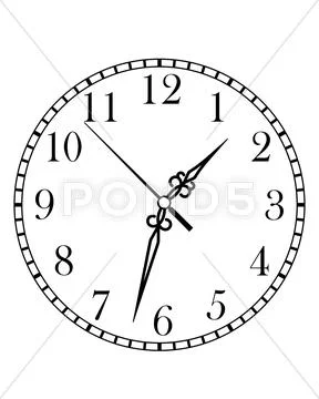 Dainty line drawing of a clock face ~ Clip Art #38416455