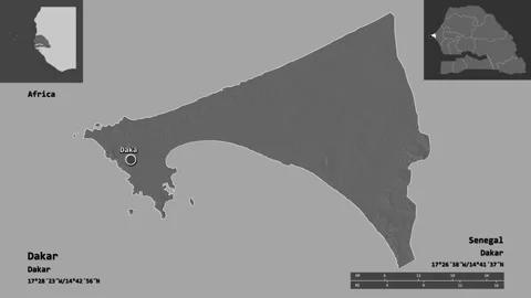 Dakar location. Senegal. Bilevel map | Stock Video | Pond5