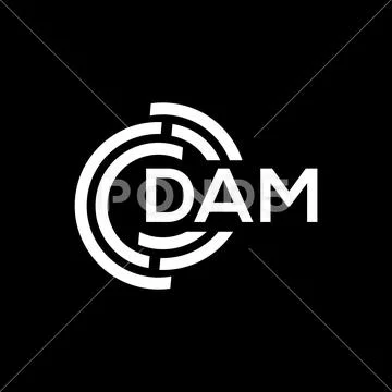 DAM letter logo design on black background. DAM creative initials ...