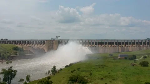 Dam wall with release gate open 4k 30fps | Stock Video | Pond5