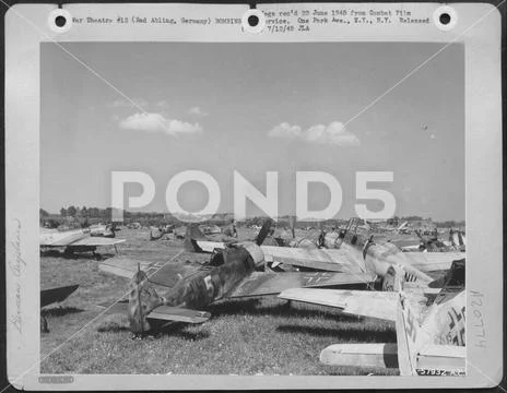 Damage To Enemy Airplanes On The Bad Abling Airdrome, Germany, May 1945 ...