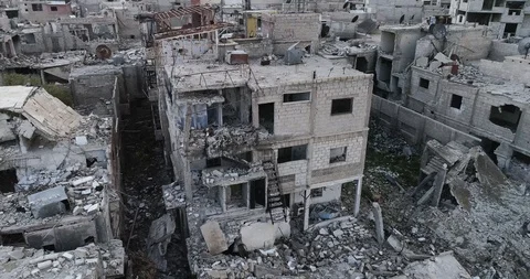 Destroyed City In Syria 4K Stock Video Footage | Royalty Free Destroyed ...