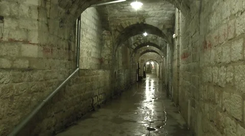 Damp tunnel inside Fort Vaux, near Verdu... | Stock Video | Pond5