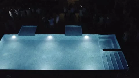Dance and party at swimming pool, guy ju... | Stock Video | Pond5