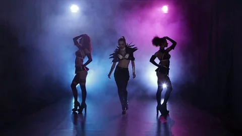 Dance group of three girls begin their p... | Stock Video | Pond5