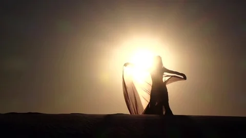 Dancer with a veil in her hands dancing ... | Stock Video | Pond5