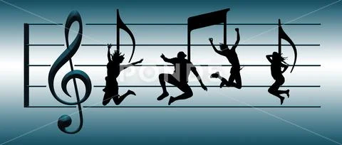 Dancers appear as musical notes on a treble clef with treble clef ...