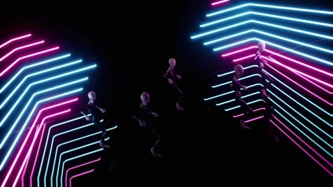 Dancing Alien With Bright Neon Lights 02 | Stock Video | Pond5
