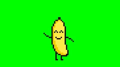 Dancing banana pixel art animation on gr... | Stock Video | Pond5