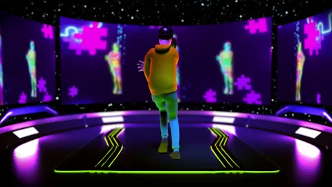 Dancing game with virtual reality glasse... | Stock Video | Pond5