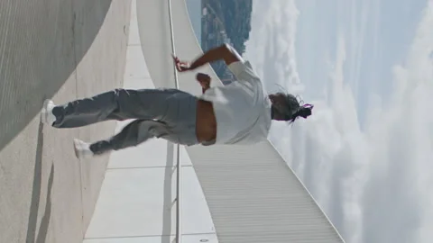 Dancing guy performing solo at metal bri... | Stock Video | Pond5