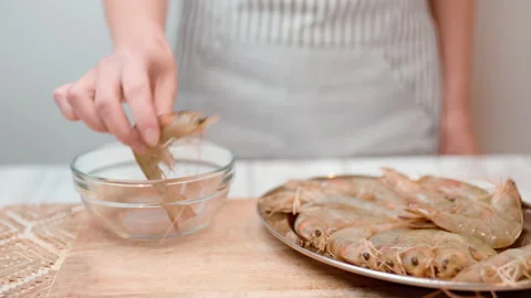 Dancing Shrimp/Prawn - a girl is making ... | Stock Video | Pond5