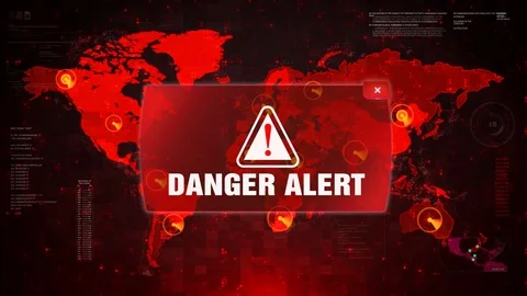 Danger Alert Warning Attack on Screen Wo... | Stock Video | Pond5