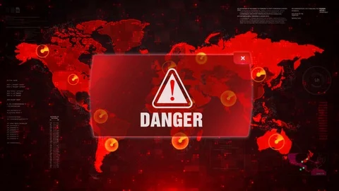 Danger Alert Warning Attack on Screen Wo... | Stock Video | Pond5