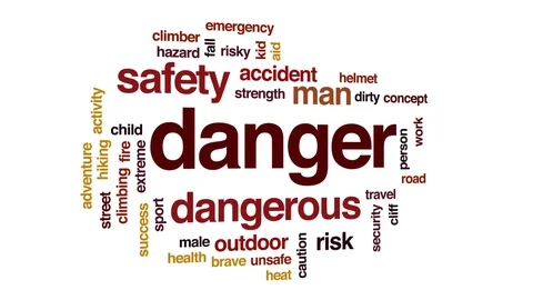 Danger animated word cloud, text design ... | Stock Video | Pond5