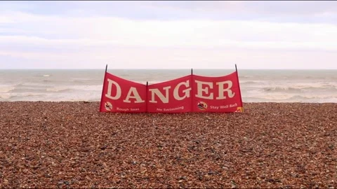 Danger Rough Seas No Swimming Stand Back... | Stock Video | Pond5
