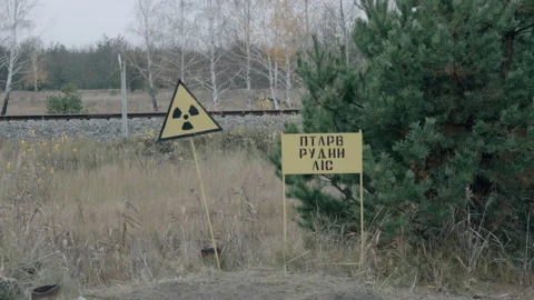 Danger! Warning Sign at Chernobyl Power ... | Stock Video | Pond5
