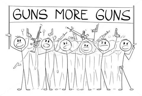 Dangerous Armed Crowd with guns , Vector Cartoon Stick Figure ...