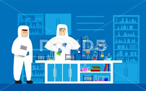 Dangerous chemical lab experiment vector illustration: Graphic #130919901
