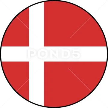 Danish flag icon on transparent background Illustration #300176476
