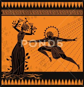 Daphne transformation and apollo greek myth ~ Clip Art #132663111