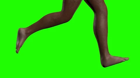 Dark bare male legs running green screen | Stock Video | Pond5