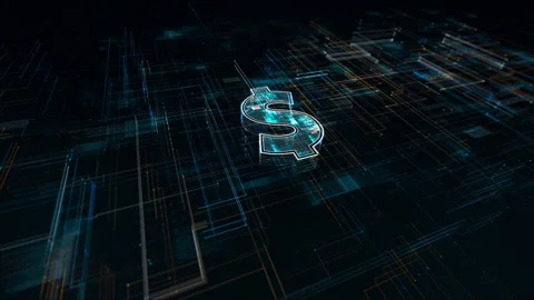 Dark blue particle Money logo crypto cur... | Stock Video | Pond5