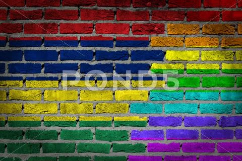 Dark brick wall - lgbt rights - mauritius: Graphic #42610641