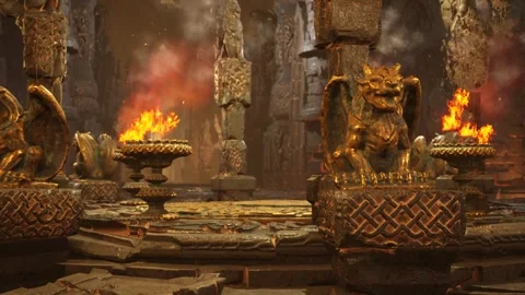 Dark Castle, Gargoyle, Fire, Darkness, S... | Stock Video | Pond5